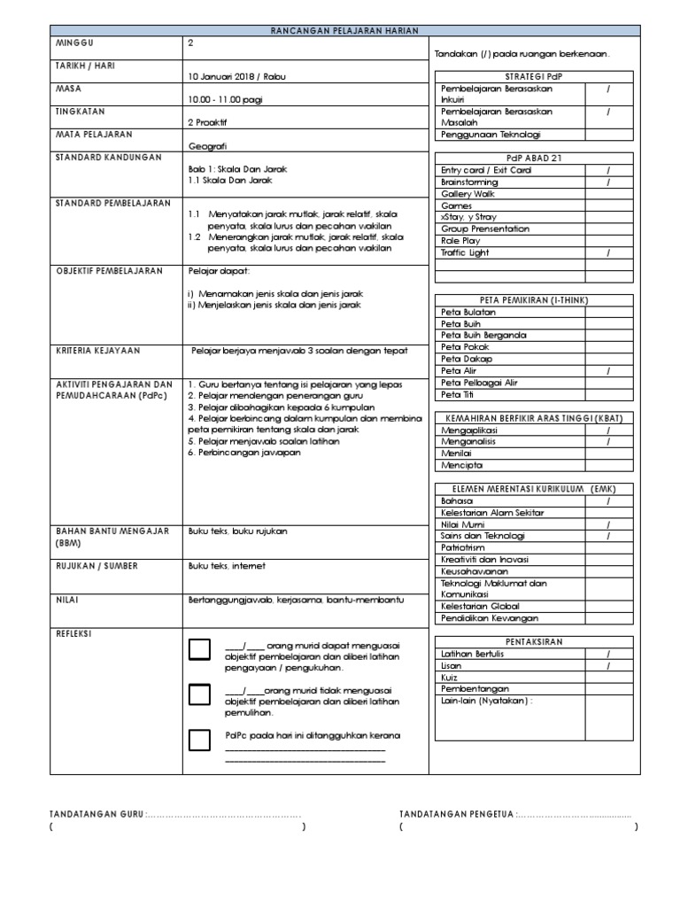 Contoh RPH 2018 Geo | PDF