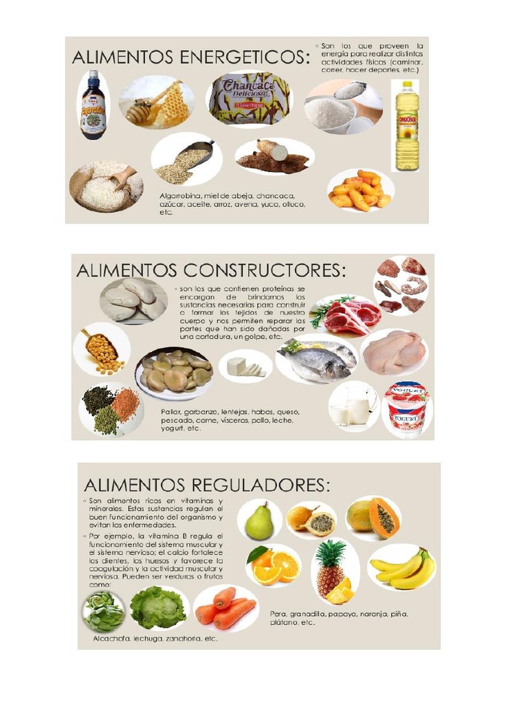 Alimentos Energetico Reguladores y Constructores
