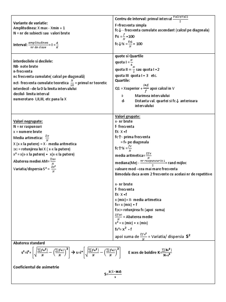 Formule Statistica | PDF