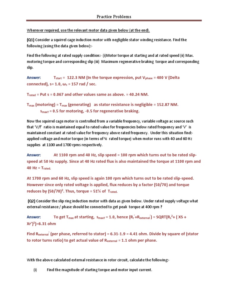 EED402 Practice Problems Hints For Solutions | PDF | Electromagnetism | Electricity