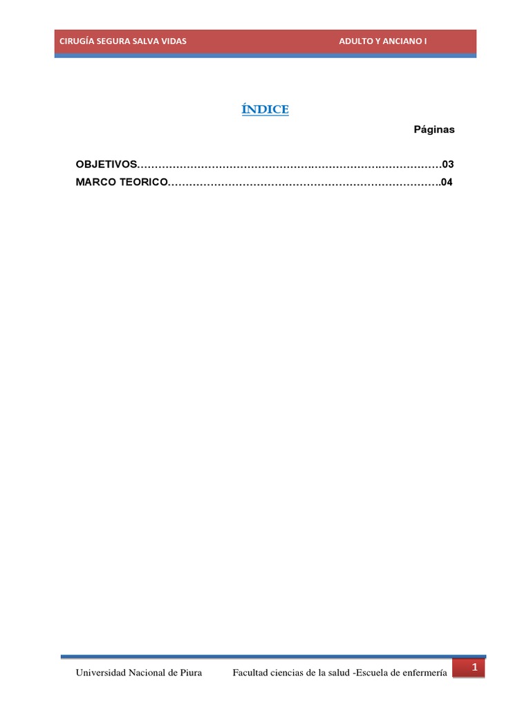 Cirugia Segura Salva Vidas Pdf Cirugía Enfermería