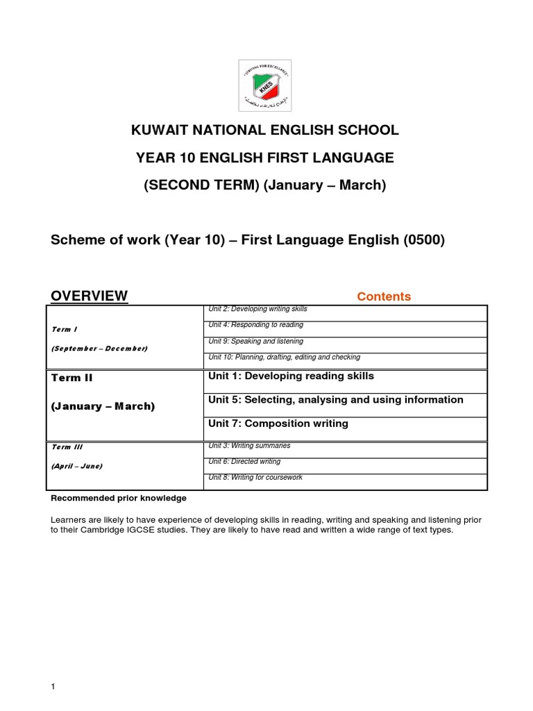 Year 10 English First Language Scheme | PDF | Narration | Narrative