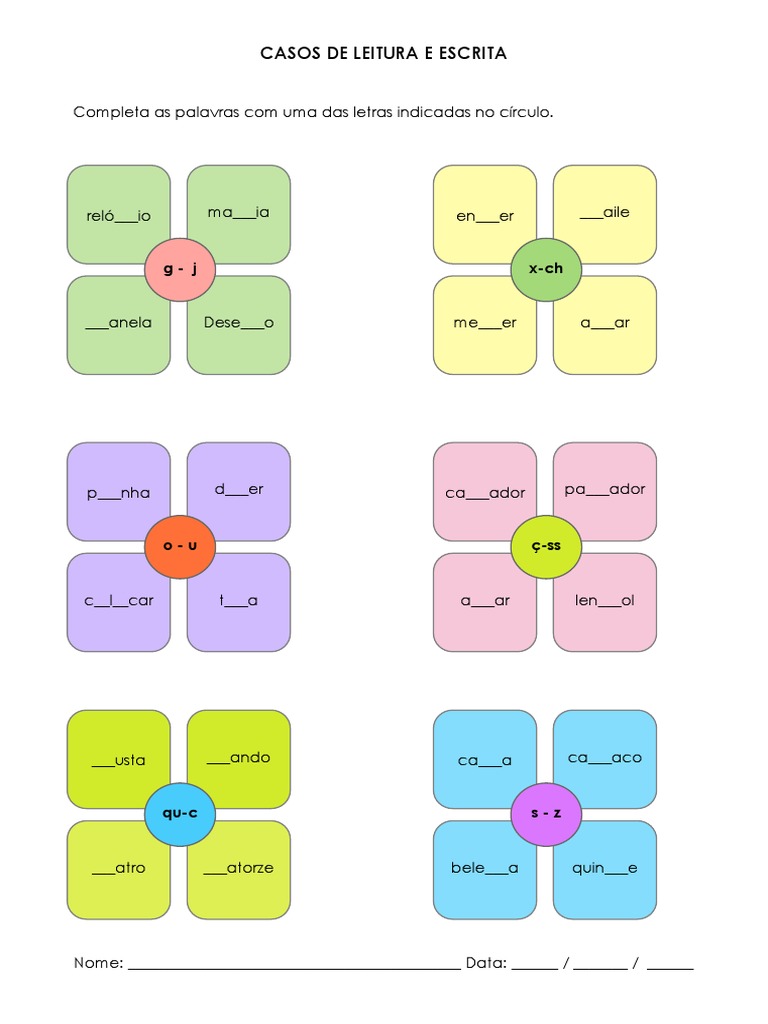 Casos De Leitura E Escrita: g - j x-ch
