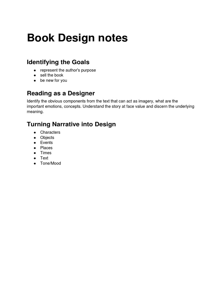 Book Design Notes: Identifying The Goals | PDF