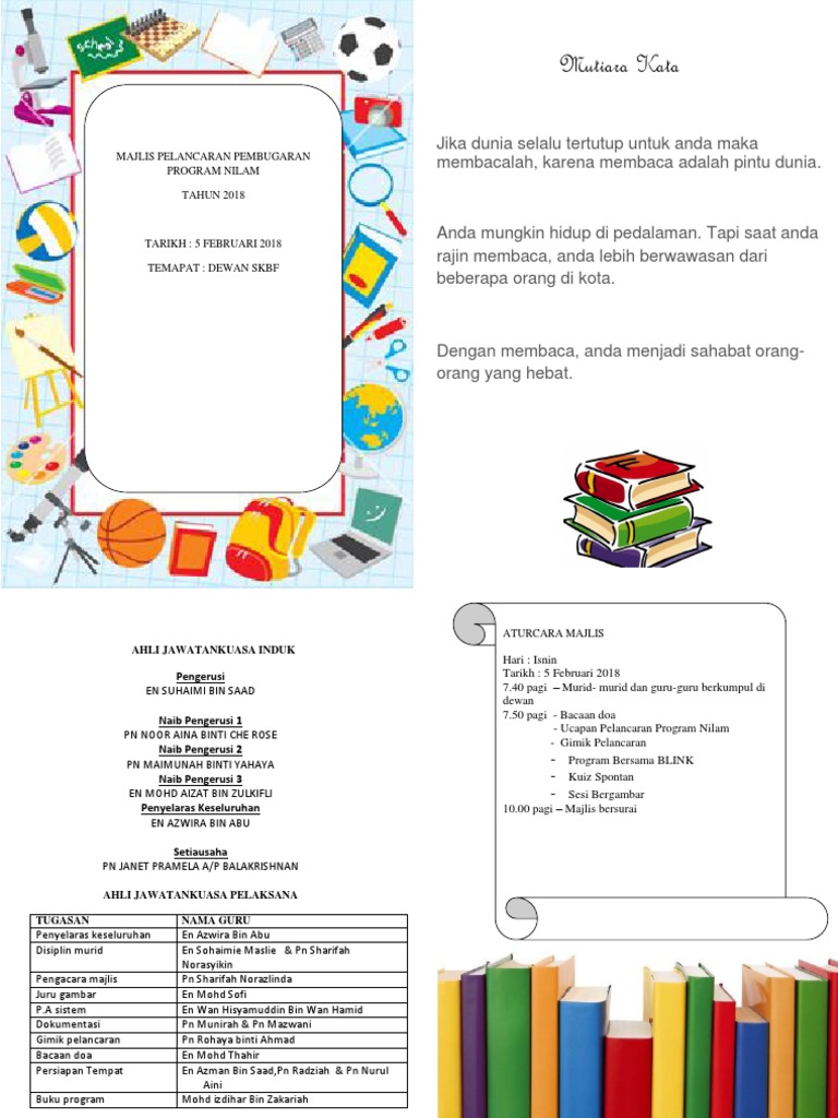 Buku Program Pelancaran Nilam SKBF | PDF