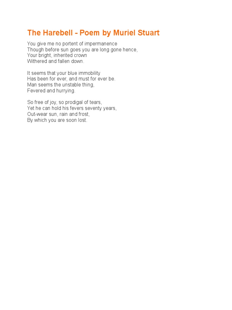 The Harebell - Poem by Muriel Stuart | PDF