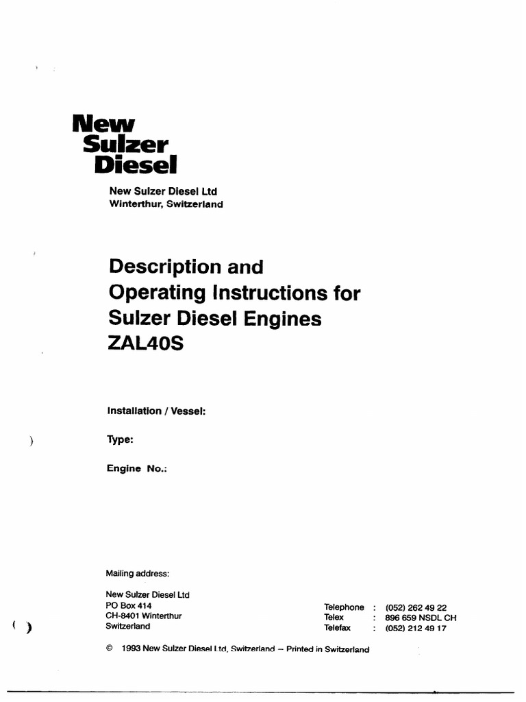 ZAL 40S Description and Operating Instruction | PDF | Internal ...