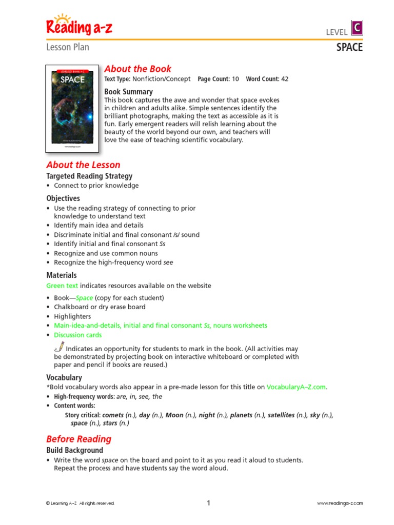 Raz Lc41 Space LP | PDF | Reading Comprehension | Linguistics