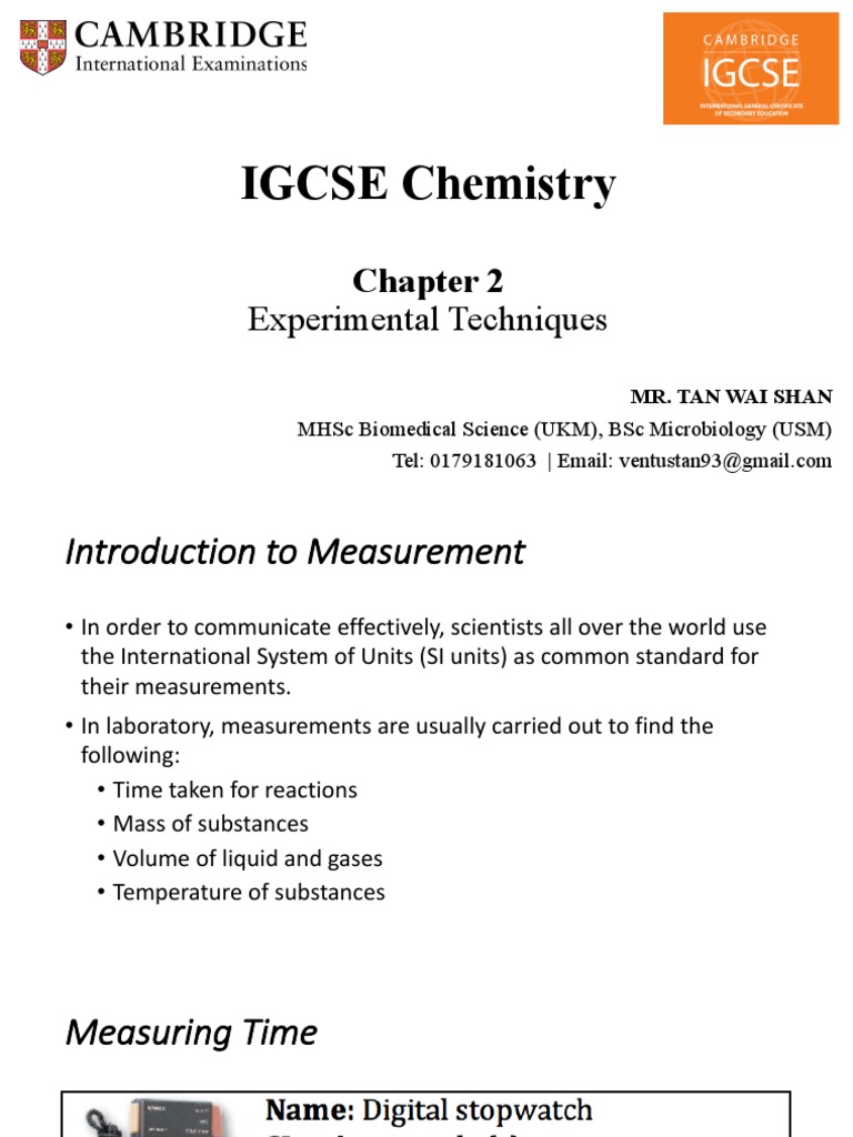 IGCSE Chemistry Chapter 2 - Experimental Techniques | PDF ...