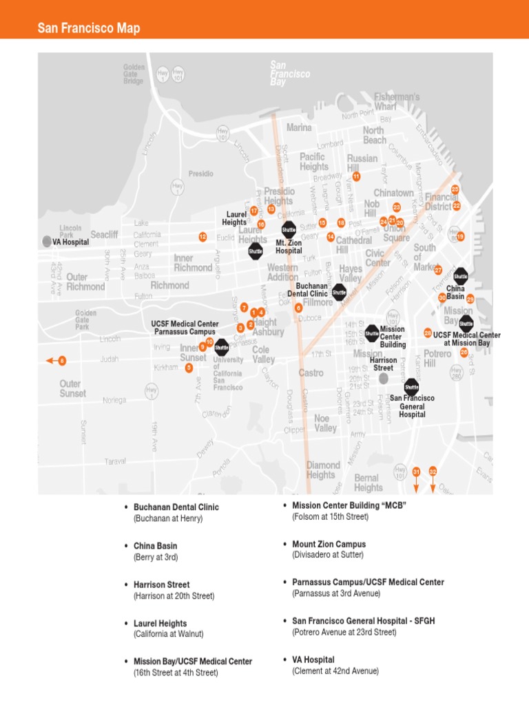 A Visual Guide to Major Medical Centers and Hospitals in San Francisco ...