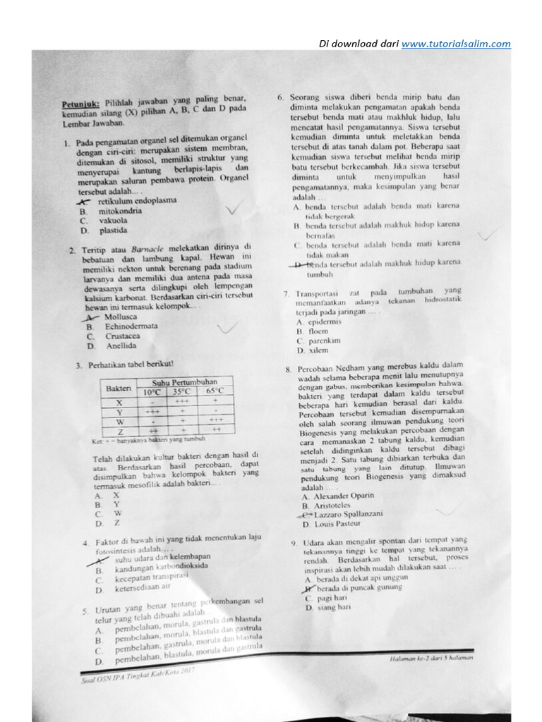 SOAL OSK IPA SMP 2017 (WWW - Tutorialsalim.com) PDF | PDF