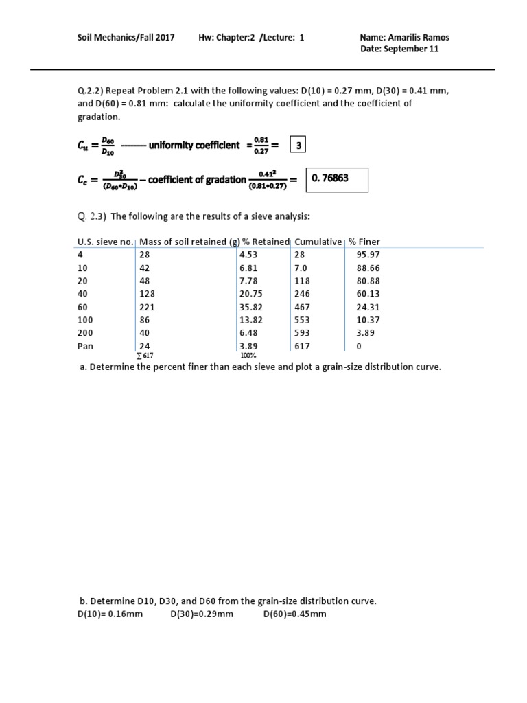 Soil Mechanics HW Template | PDF | Soil Mechanics | Applied And Interdisciplinary Physics