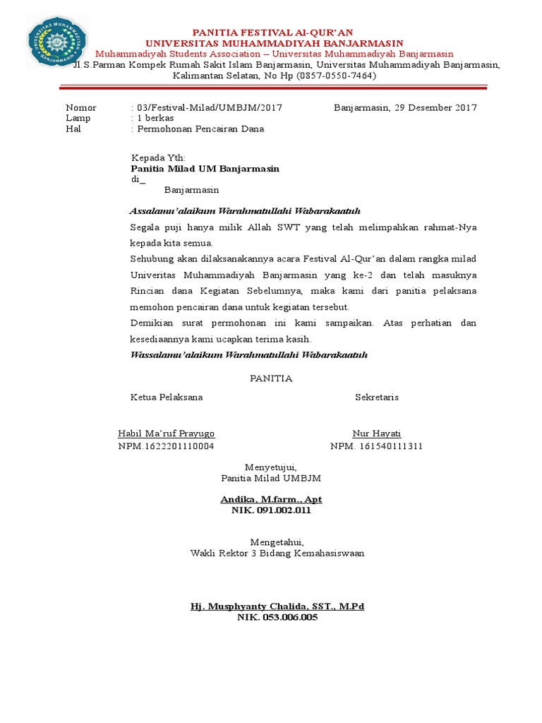 Surat Pencairan Dana | PDF