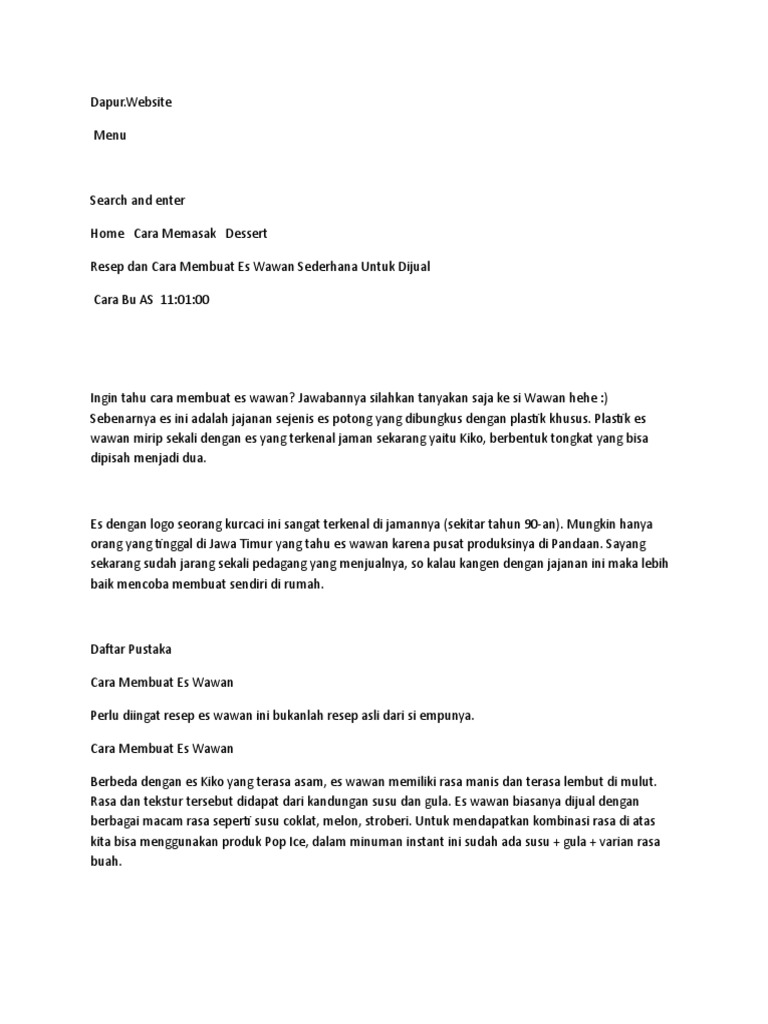 Resep Es Wawan | PDF