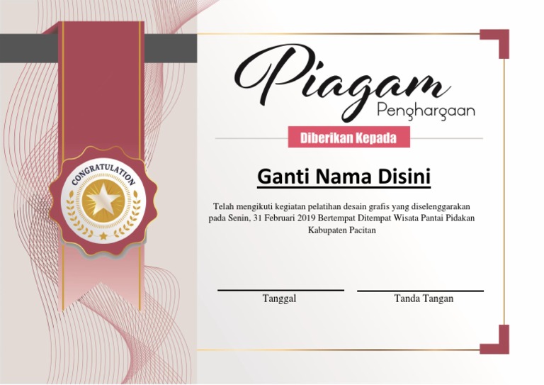 Template Piagam Penghargaan Rahman | PDF