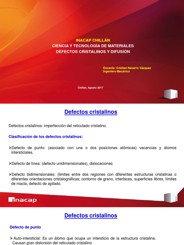 Defectos Cristalinos y Difusión | PDF | Dislocación | Defecto ...