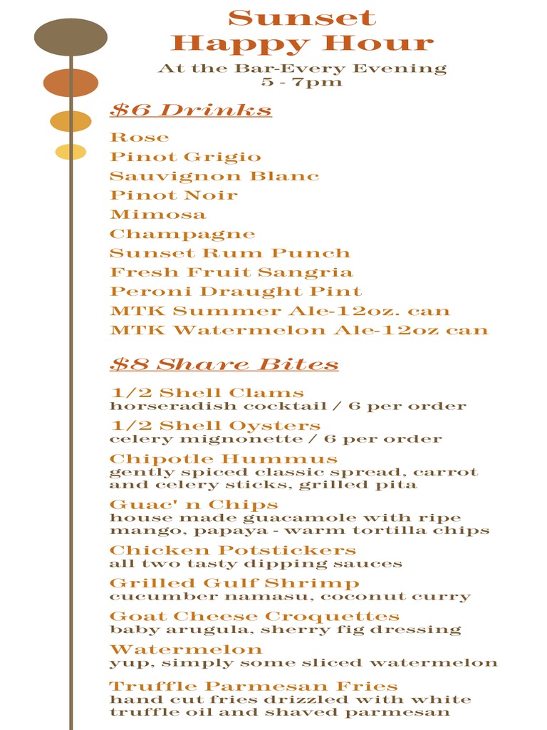 Sunset Happy Hour Menu | PDF