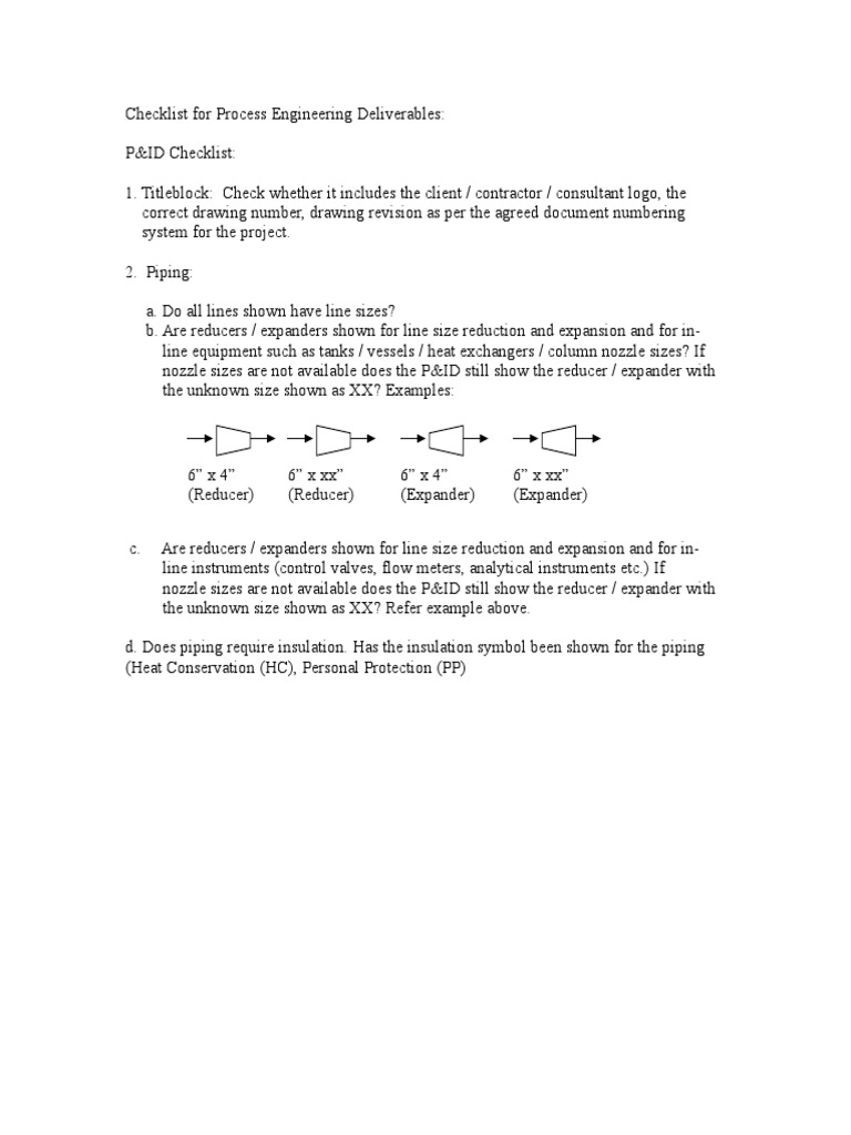 Process Engineering Deliverables Checklist | PDF | Process Engineering ...