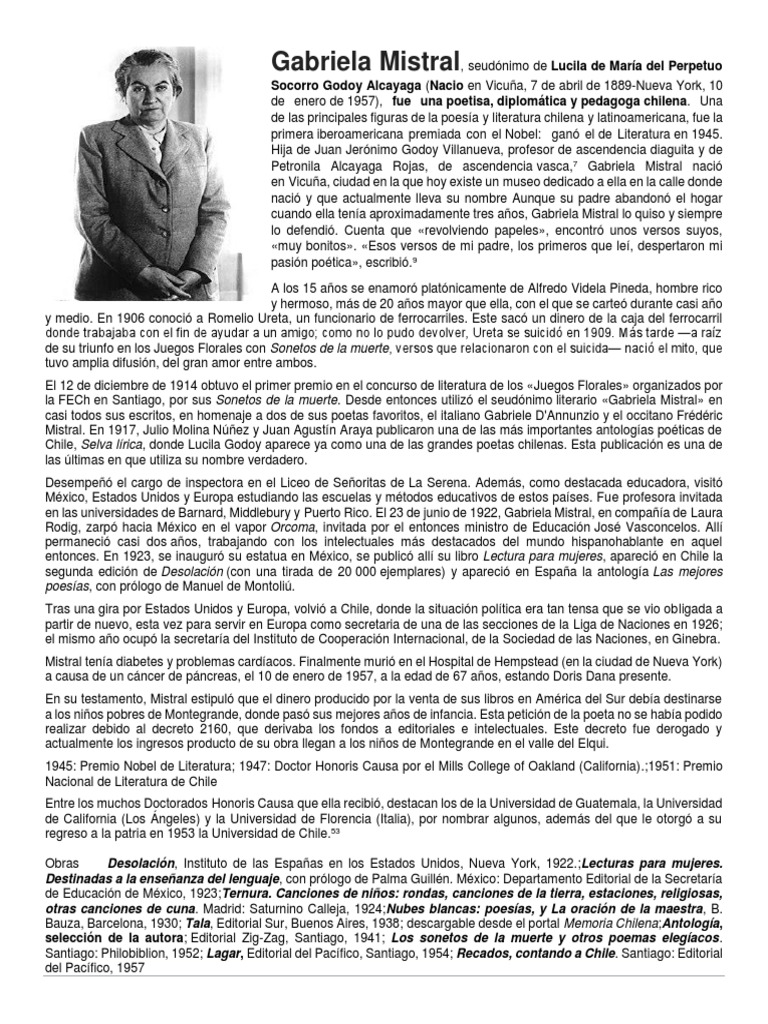 Gabriela Mistral | Ficción y literatura