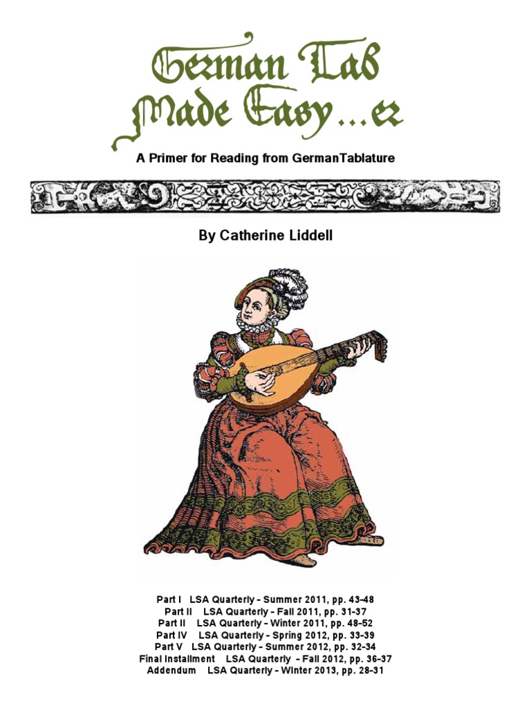 German Tab Made Easy...er: A Primer for Reading from German Tablature ...