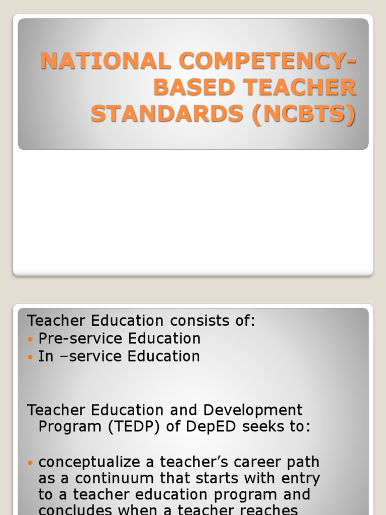National Competency Based Teacher Standards Ncbts | PDF | Educational ...