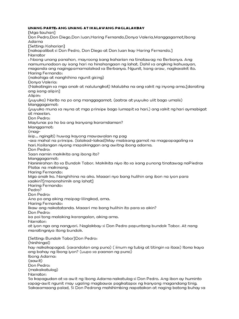 Ibong Adarna Full Script | PDF