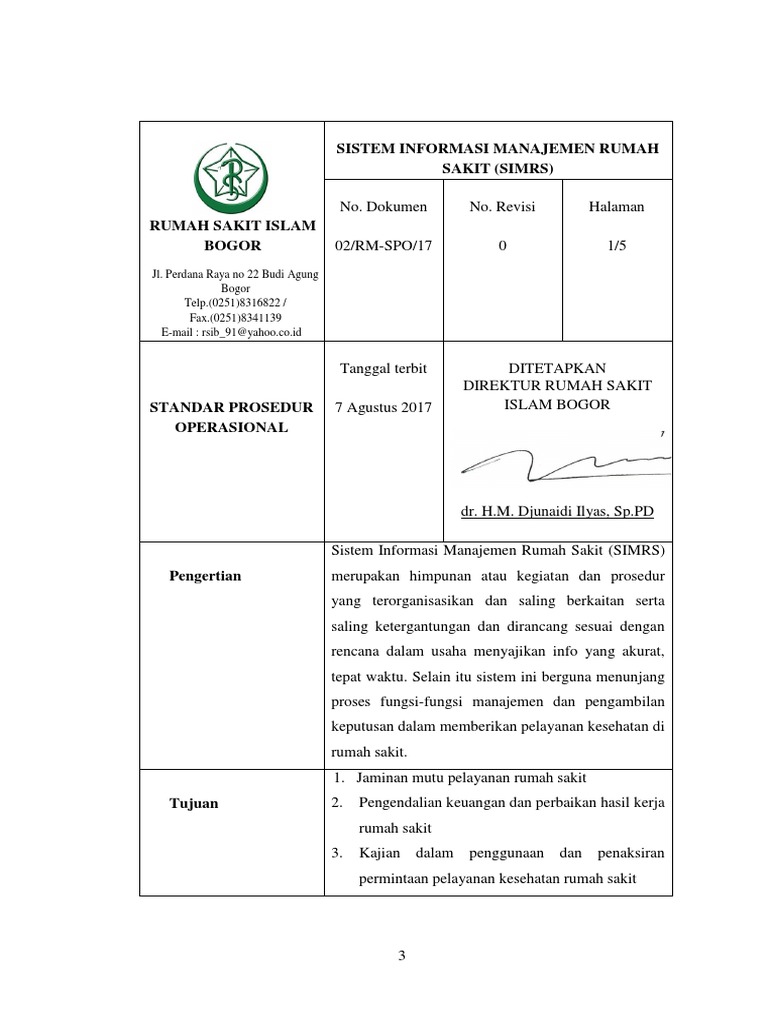 Spo Penggunaan Simrs | PDF | Komputer