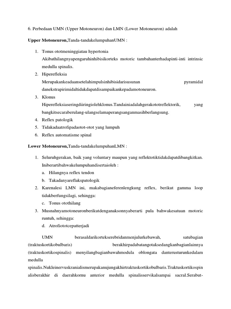 Perbedaan Lesi UMN Dan LMN | PDF