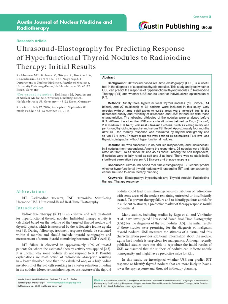 Austin Journal of Nuclear Medicine and Radiotherapy | PDF ...