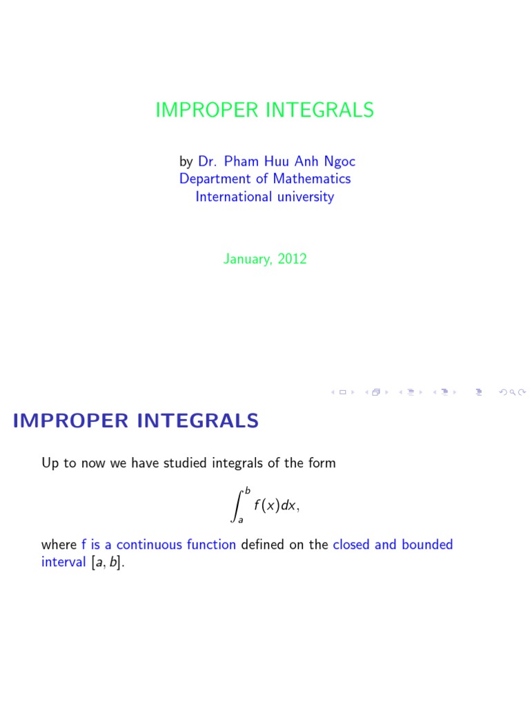 Improper Integral | PDF | Integral | Infinity