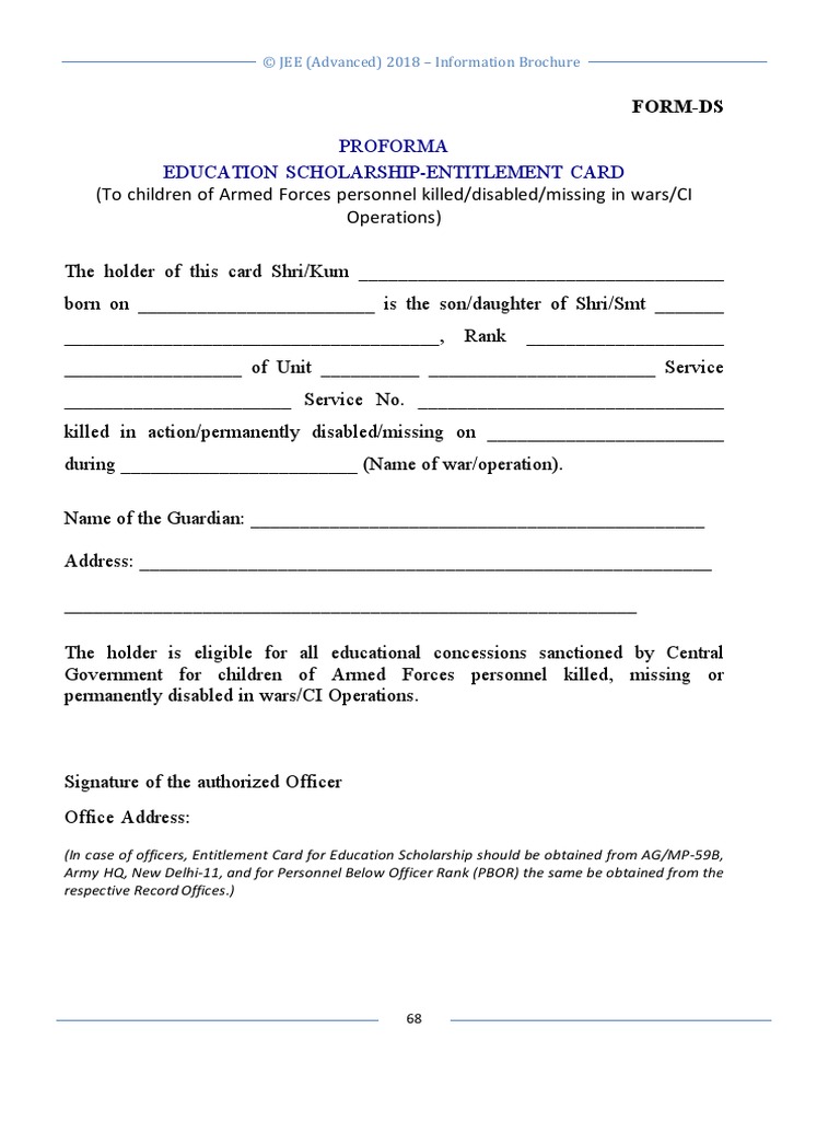 Education Scholarship-Entitlement Card
