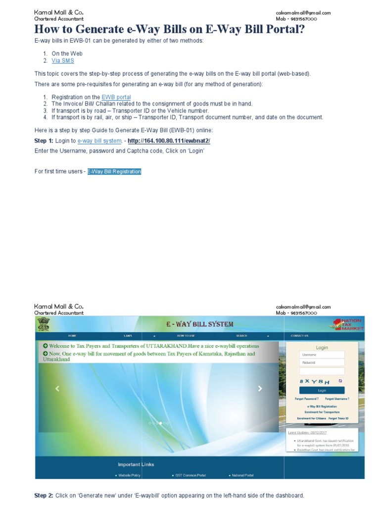 Generating E-Way Bills: A Step-by-Step Guide | PDF | Invoice | Computing