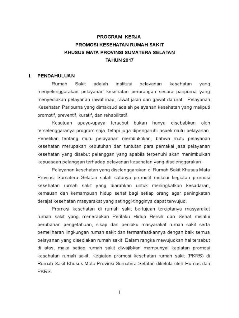Program Kerja Tim PKRS | PDF