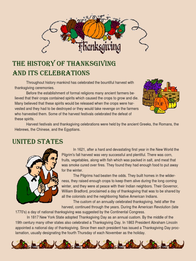 The History of Thanksgiving and Its Celebrations | PDF | Thanksgiving ...