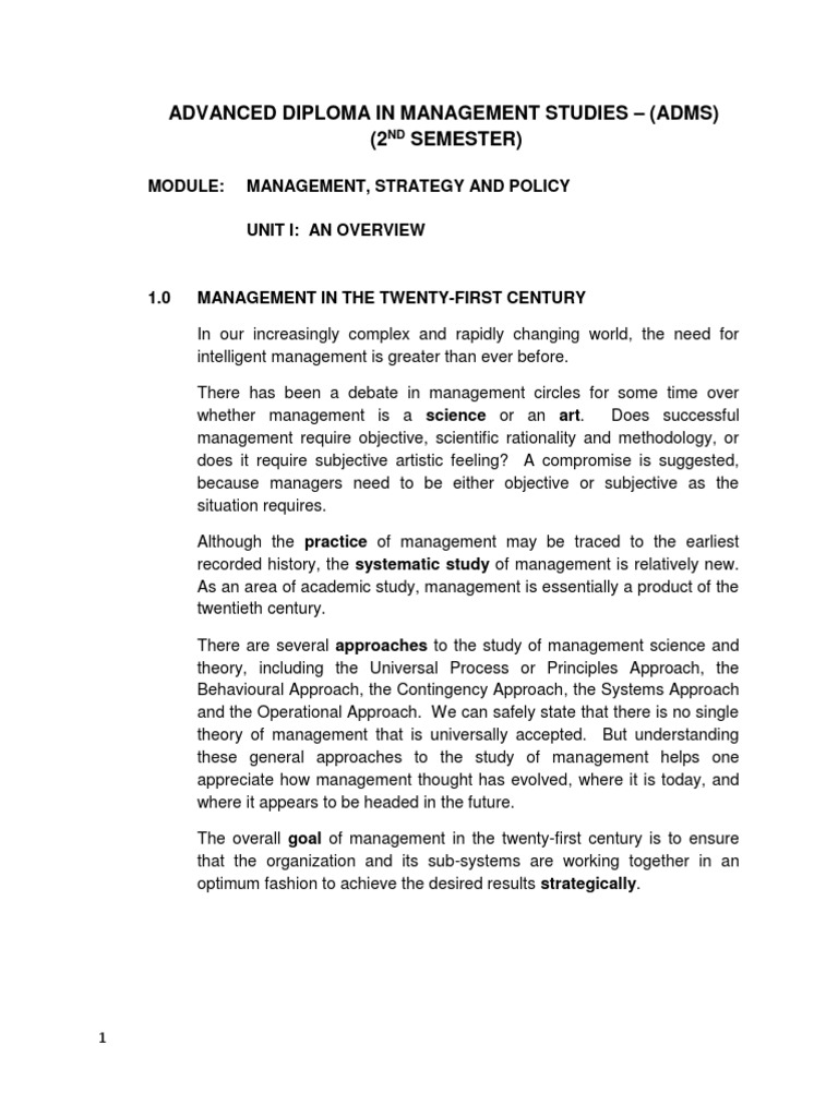 Advanced Diploma in Management Studies - (ADMS) (2 Semester) | PDF ...