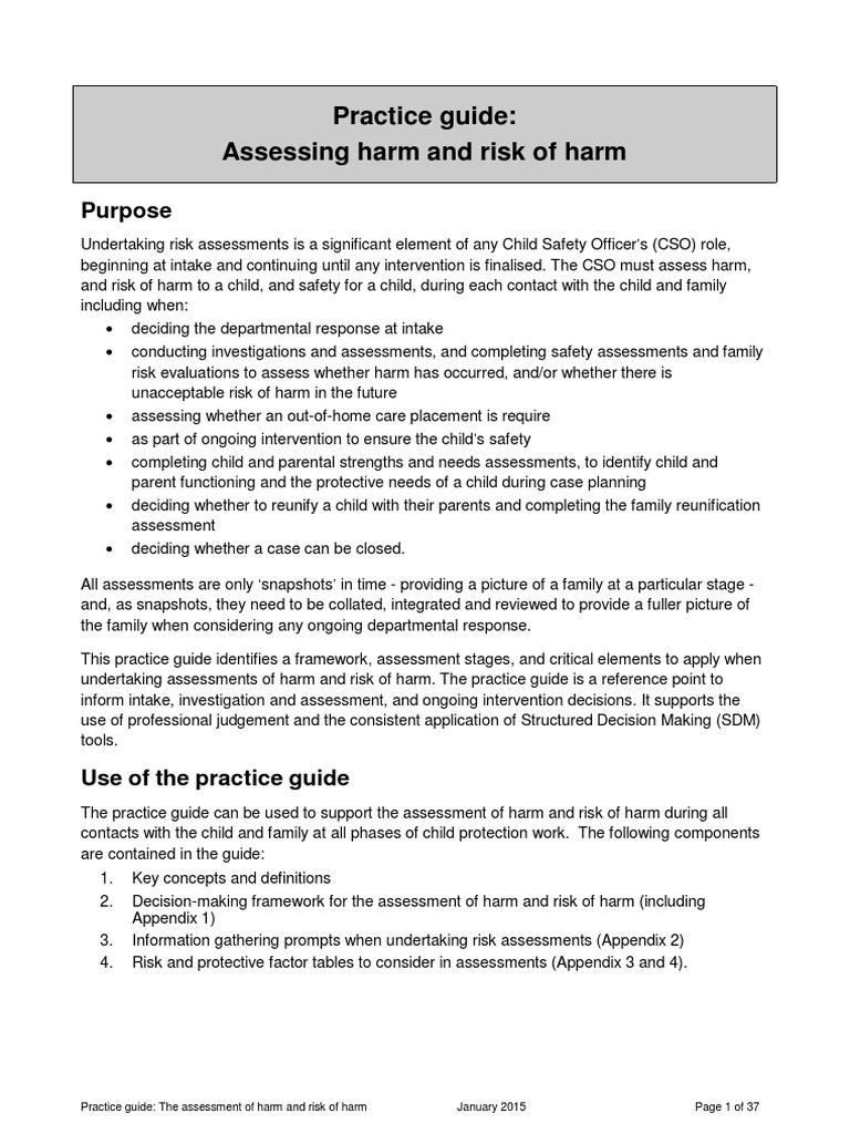 Child Harm and Risk Assessment Guide | PDF | Psychological Resilience ...