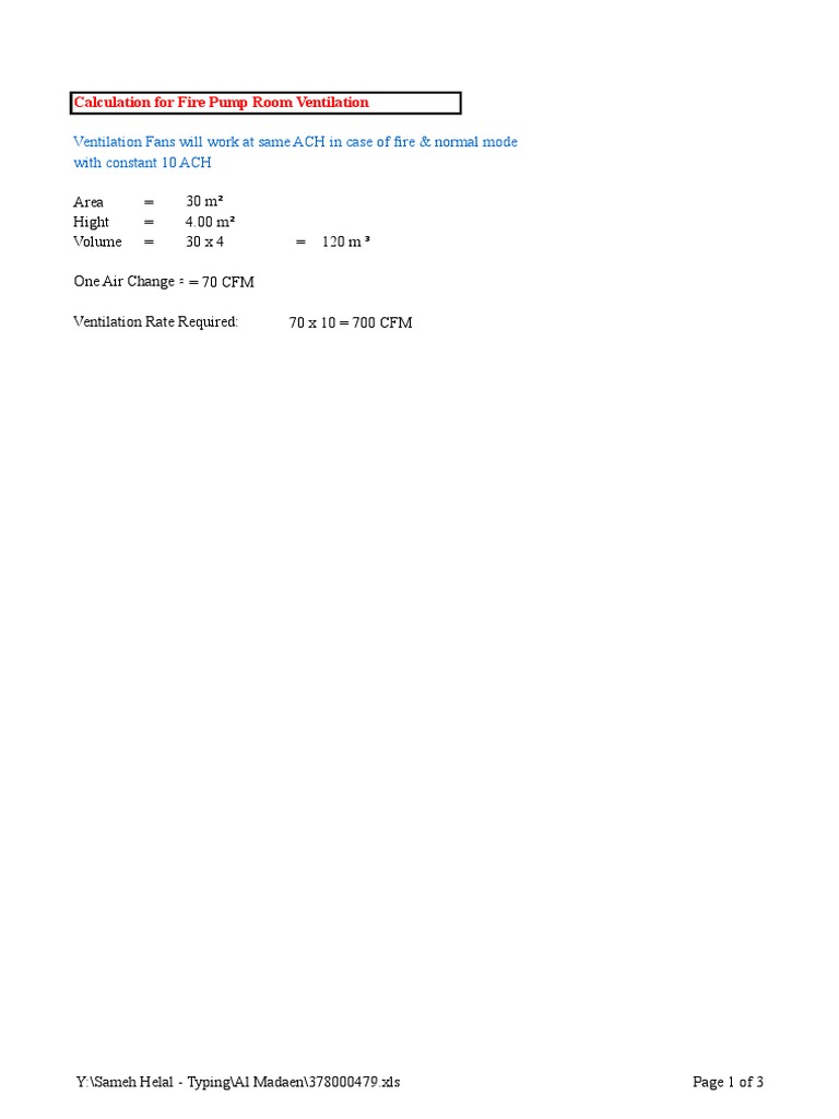 01-Fire Pump & Generator Room Calculation | PDF