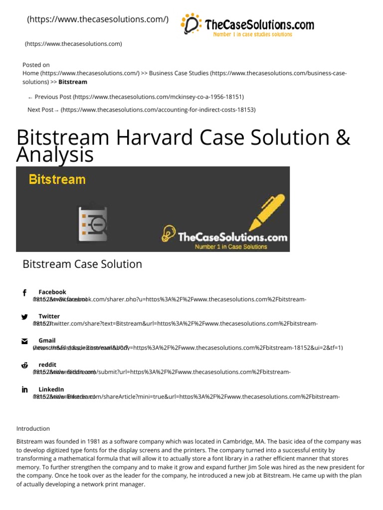 Bitstream Case Solution and Analysis, HBR Case Study Solution & Analysis of Harvard Case Studies ...