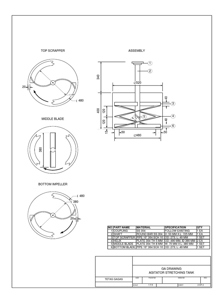 Agitator Specifications and Components | PDF | Pipe (Fluid Conveyance ...