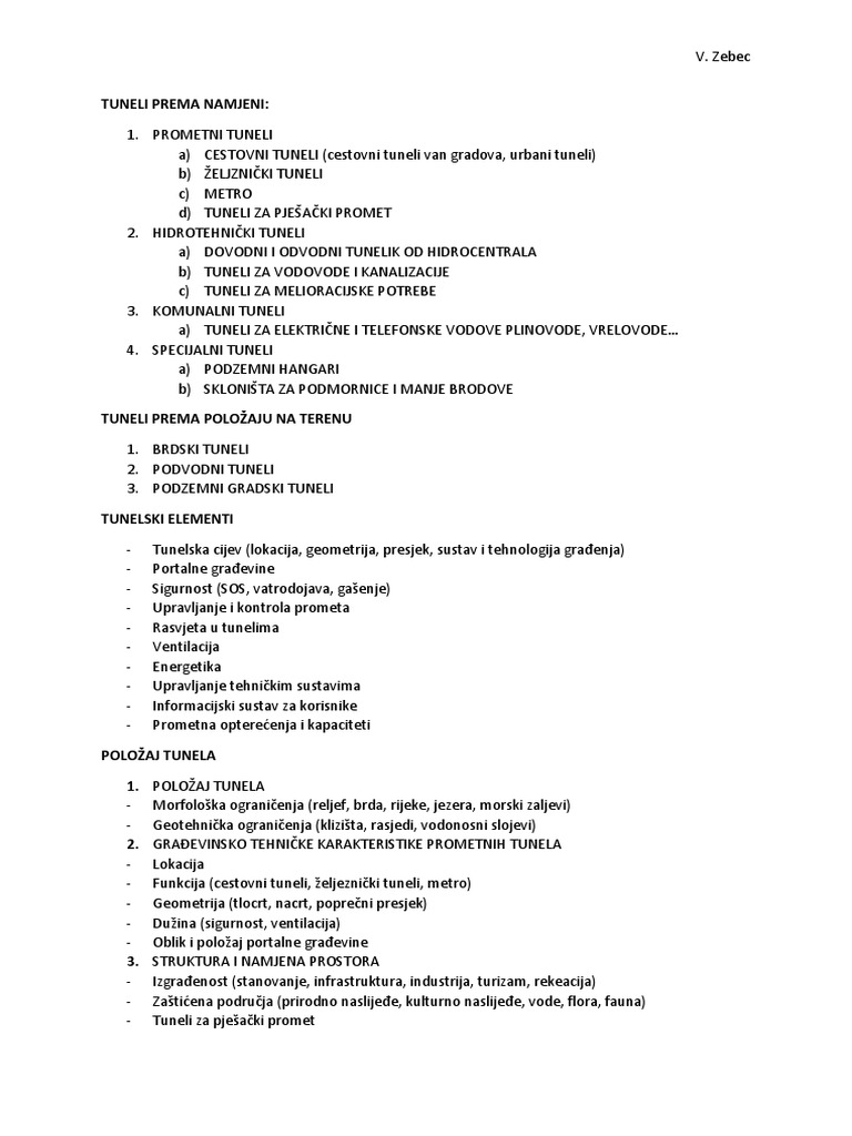 Tuneli Ispit Prometni Dio TVZ | PDF