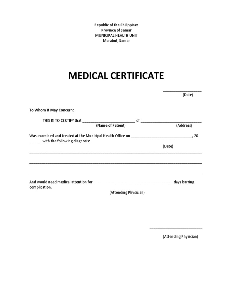 Medical Certificate Template | PDF | Physician | Health Care