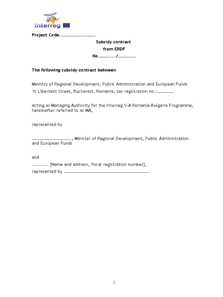 ERDF Subsidy Contract Overview | PDF | Guarantee | Audit