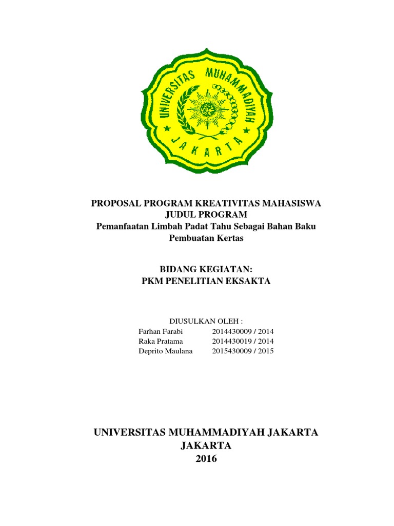 PKM PE Pemanfaatan Limbah Padat Tahu Sebagai Bahan Baku Pembuatan Kertas | PDF