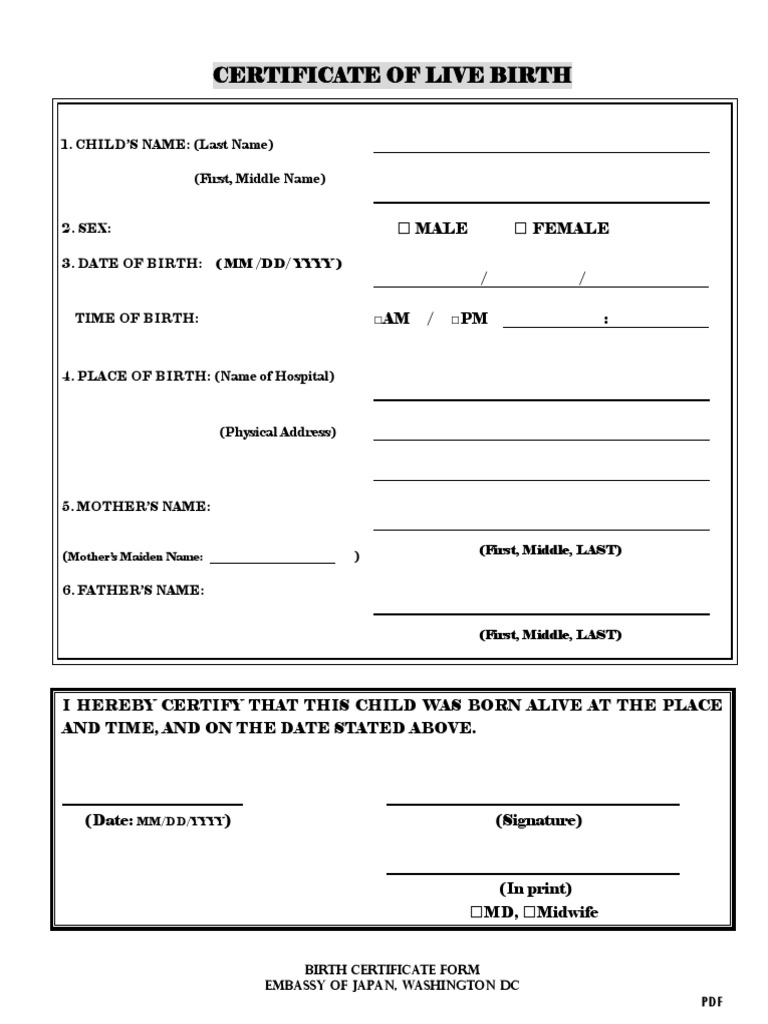Certificate of Live Birth: (MM /DD/ Yyyy) | PDF | Birth Certificate ...