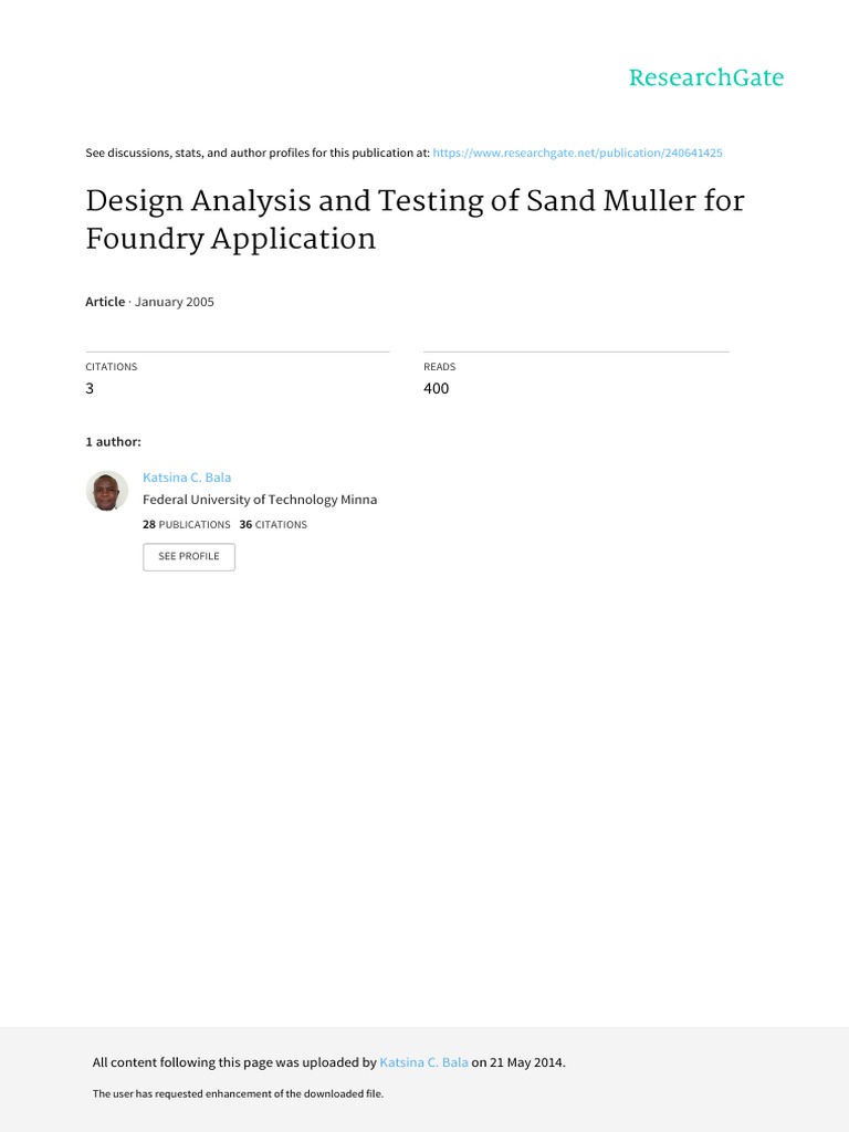 Sand Muller Design for Foundries | PDF | Casting (Metalworking) | Foundry