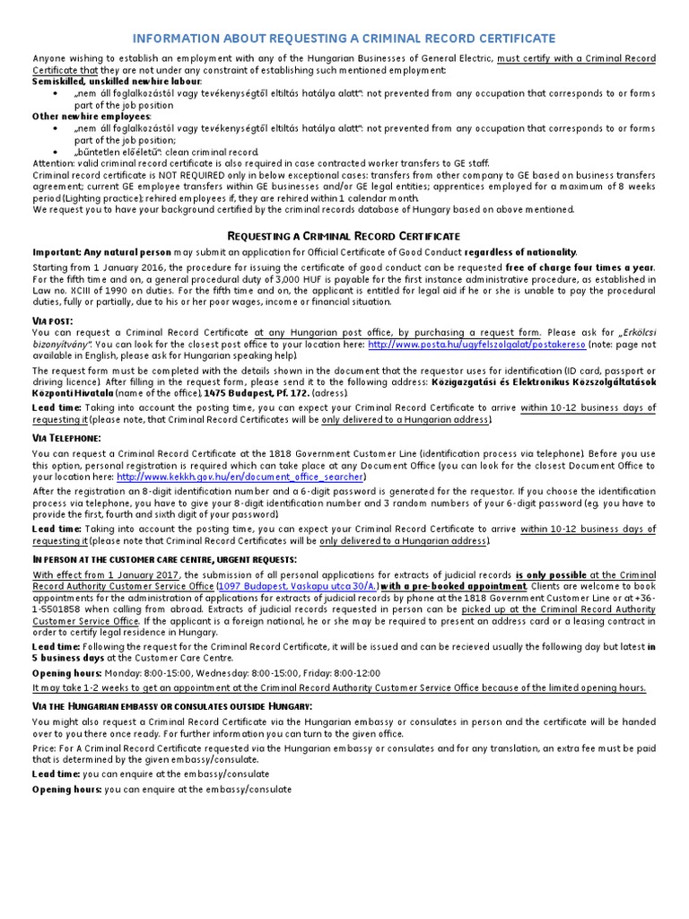 Criminal Record Certificate Information | PDF | Criminal Record ...