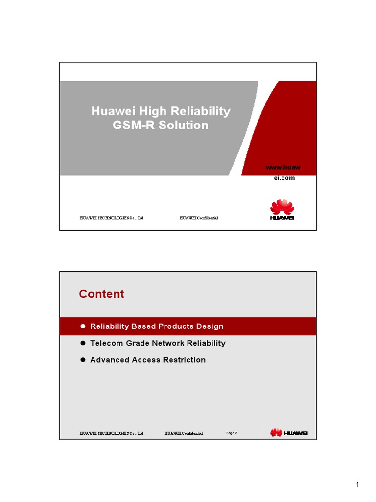 Huawei High Reliability GSM-R Solution: Content | PDF | Backup ...