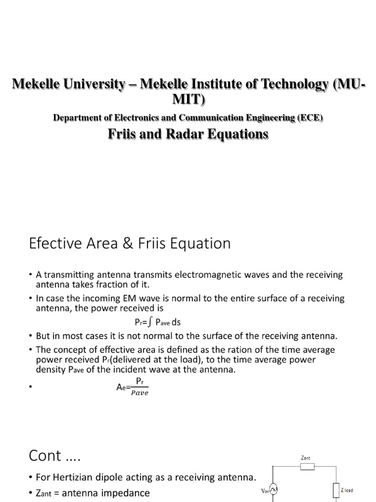 4 Friis Equation and Radar | PDF | Technology & Engineering