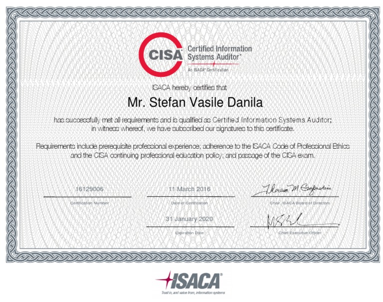 CISA Certification Confirmation Letter | PDF | Business