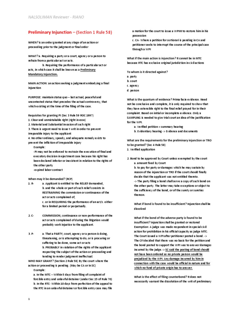 Rule 58 Preliminary Injunction | PDF | Injunction | Equity (Law)